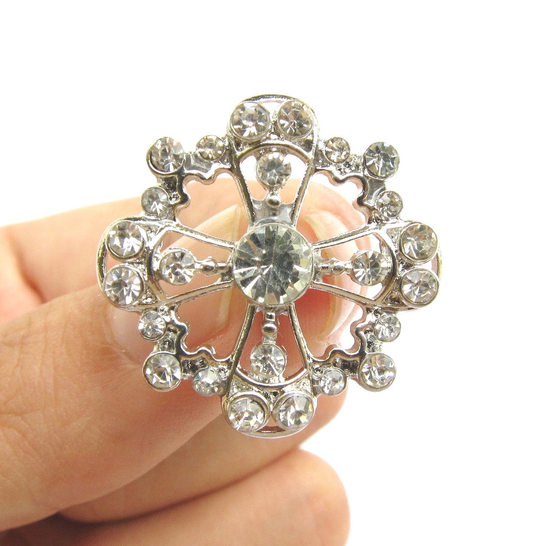 5 crystal Rhinestone botones cuadrado para boda bouquet foto encanto ...