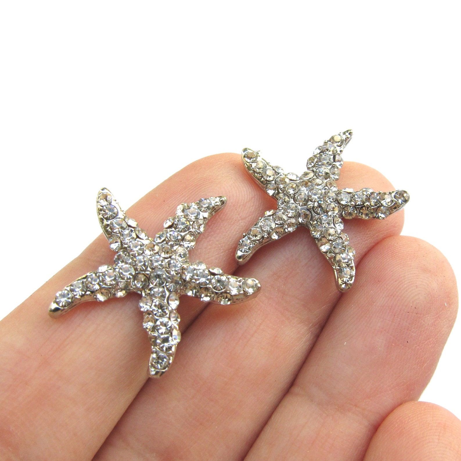 10 Starfish Crystal Rhinestone Flatback Buttons Wedding - Etsy