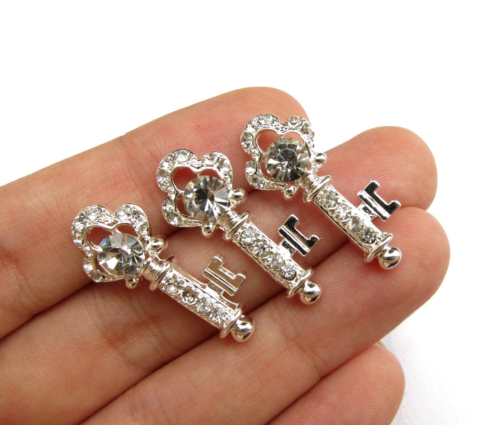 5 Small Skeleton Key Crystal Rhinestone Buttons for Wedding - Etsy