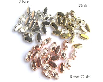 50 Rose Montees Emerald Cut 6mm X 4mm Rhinestone Beads for Wedding Gown ...