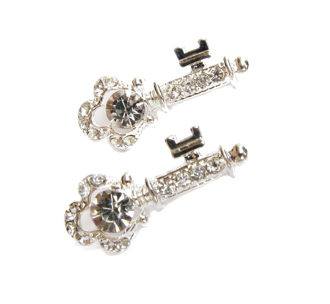 5 Small Skeleton Key Crystal Rhinestone Buttons for Wedding - Etsy