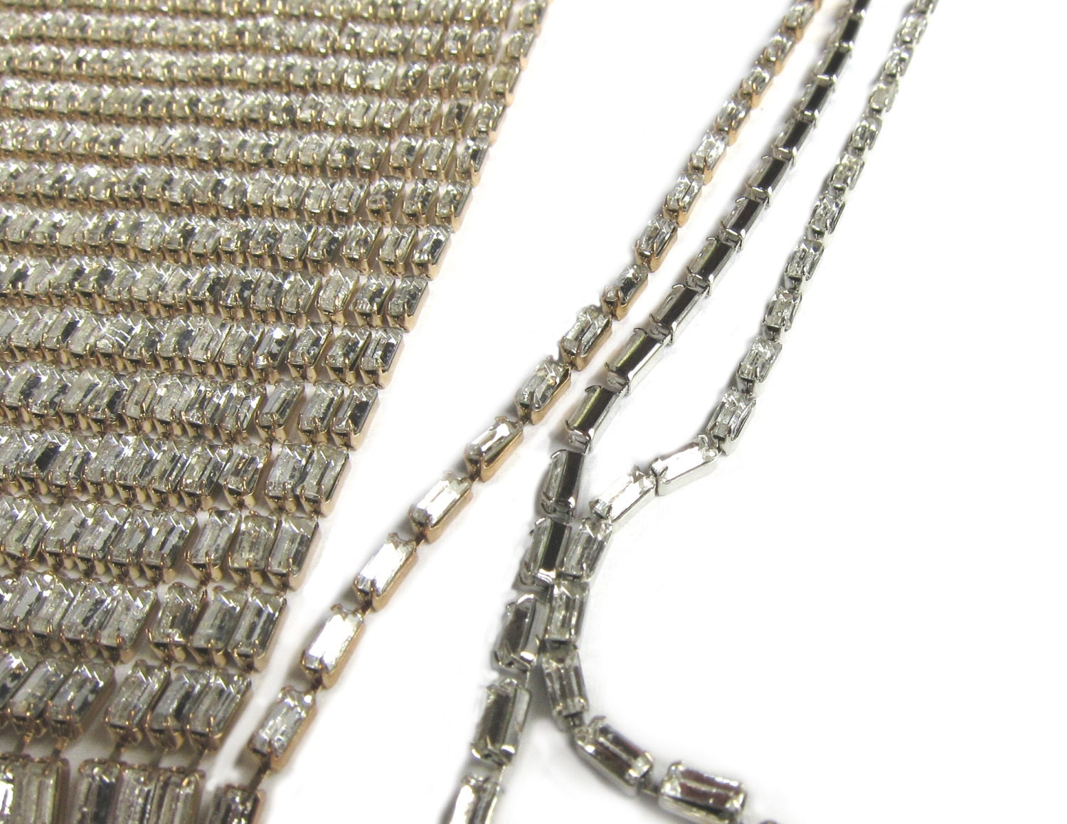 Baguette Rhinestone Chain, 2 Feet of 5x2.5, Clear Crystal, Vintage Trim ...