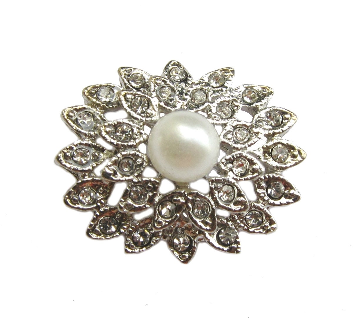 5 Vintage-inspired Pearl Crystal Rhinestone Buttons for Wedding Hair ...