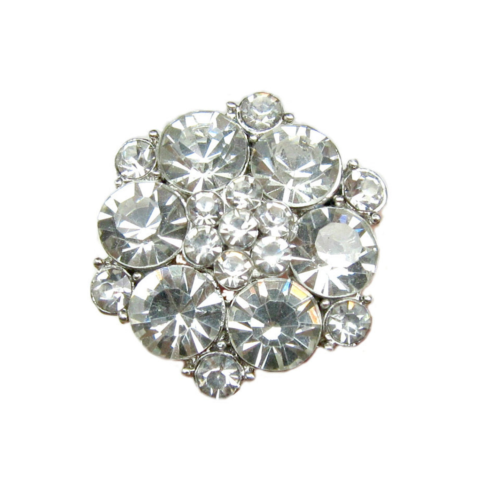 5 Round Crystal Rhinestone Buttons for Wedding Invitation Card - Etsy