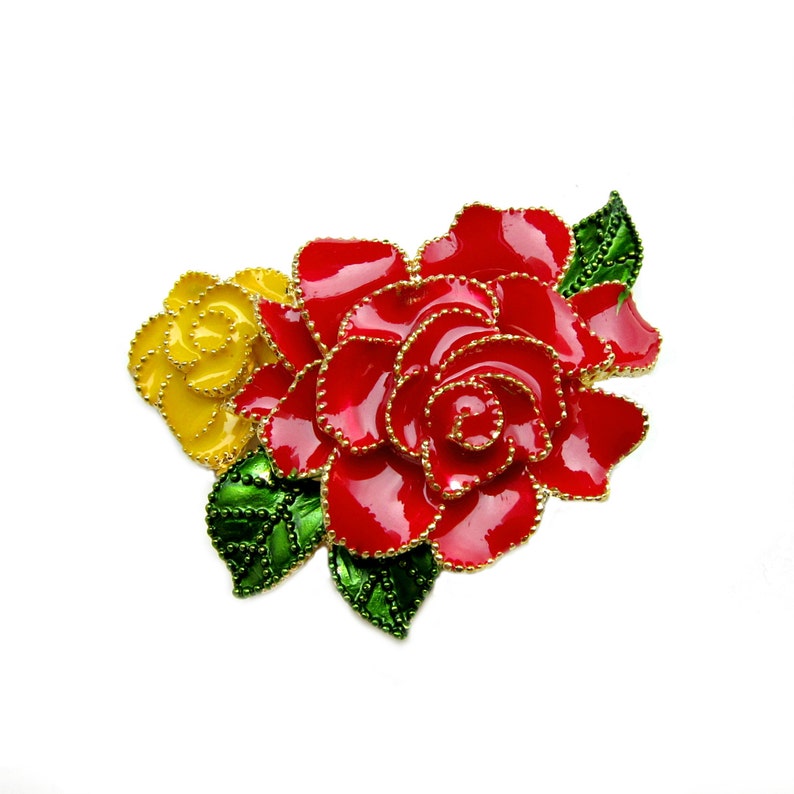 1pc Enamel Red Yellow Rose Brooch for Wedding Accessories - Etsy