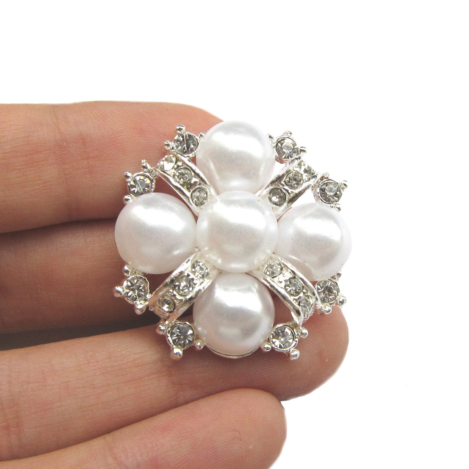 5 Pearl Crystal Rhinestone Buttons Hair Pin Accessories - Etsy