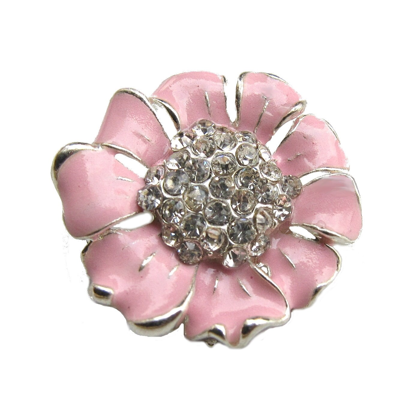5 Enamel Flower Rhinestone Buttons Pastel Pink - Wedding Bridemaid Hair ...
