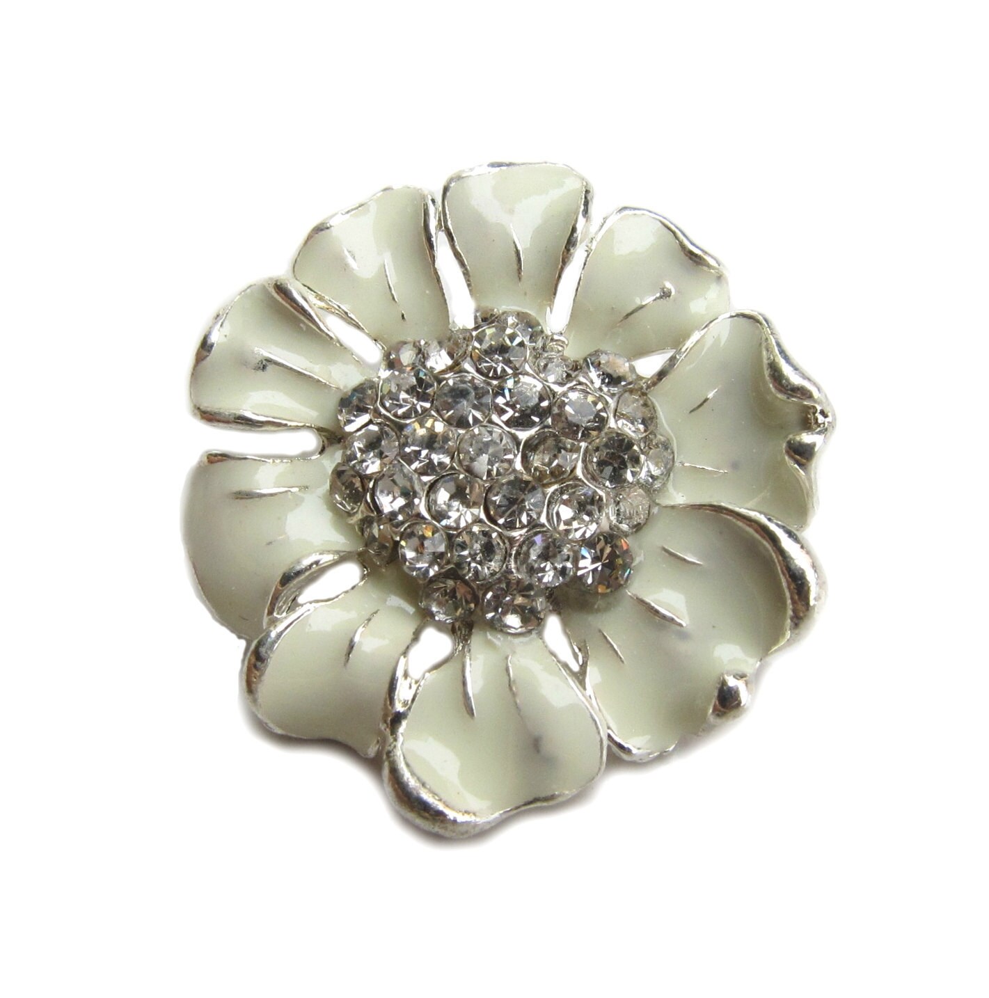 5 Cream Enamel Flower Rhinestone Buttons Wedding Bridemaid | Etsy