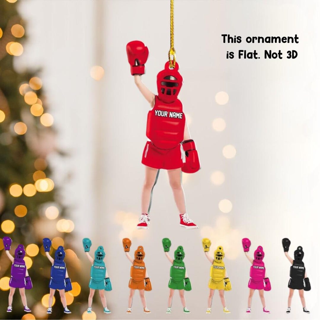 Custom Boxing Kids Flat Ornament, Boxer Christmas Decor, Boxing Fan ...