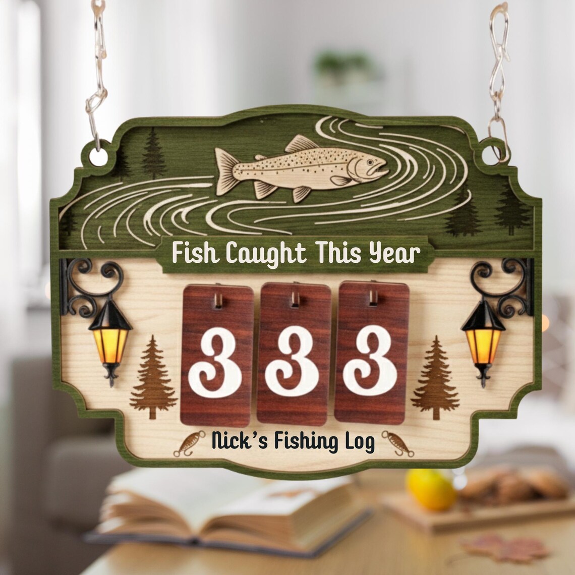 Personalized Fish Caught This Year Sign, Wooden Fishing Tracker Sign ...