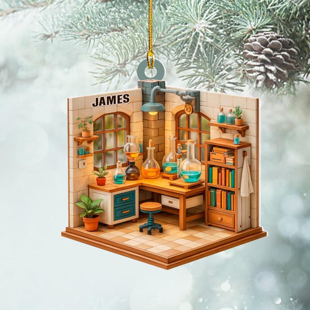 Custom Science Lab Flat Acrylic Christmas Ornament, Gift for Scientist ...