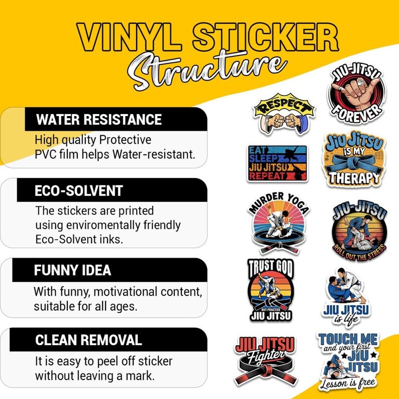 Jiu Jitsu Stickers Pack: Waterproof MMA Warrior Decals - Etsy