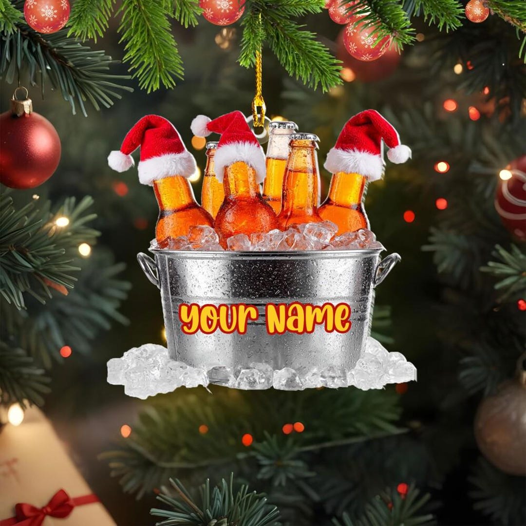 Personalized Beer Bucket Christmas Ornament, Custom Name, Gift for Dad ...