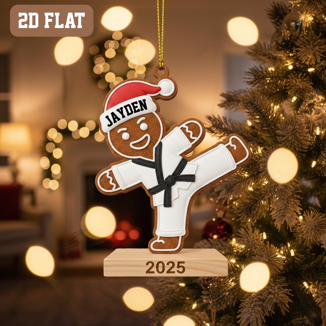 Personalized Gingerbread Karate 2D FLAT Ornament, Martial Arts ...