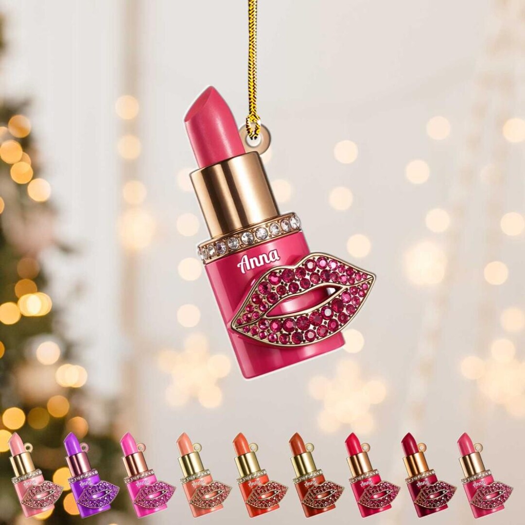 Custom Lipstick 2D Flat Ornament, Makeup Lover Xmas Tree Decor, Gift ...