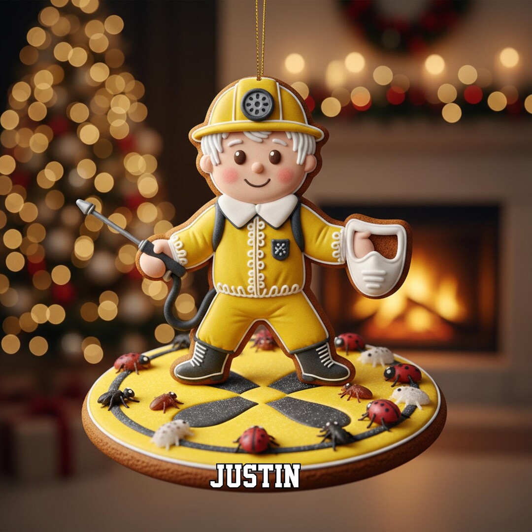 Custom Gingerbread Pest Control Man 2D FLAT Ornament, Bug Killer Gift ...