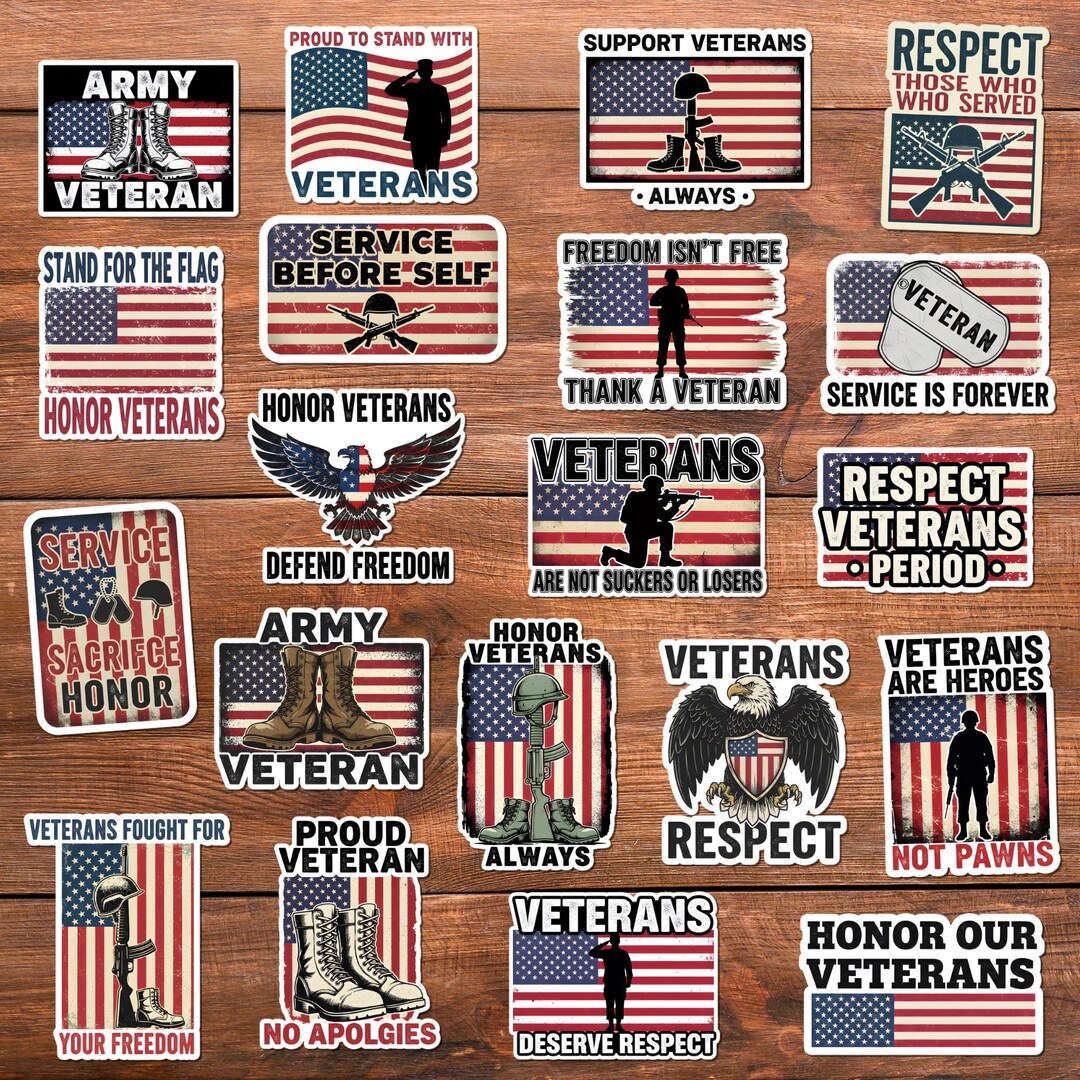 Patriotic USA Veteran Sticker Pack, Waterproof Vinyl Decals - Etsy