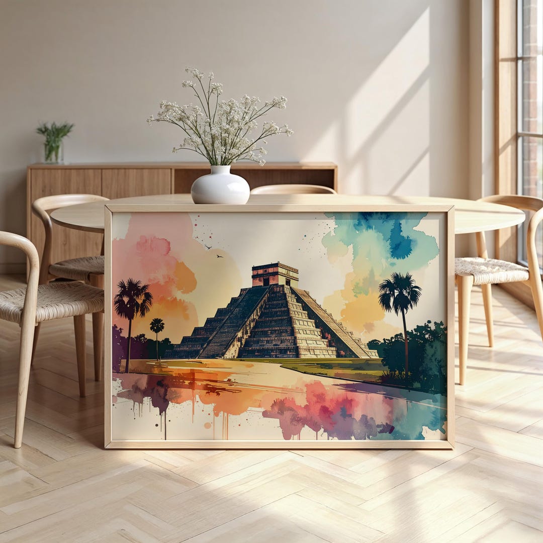 Chichen Itza Watercolor Poster – Digital Wall Art Download - Etsy