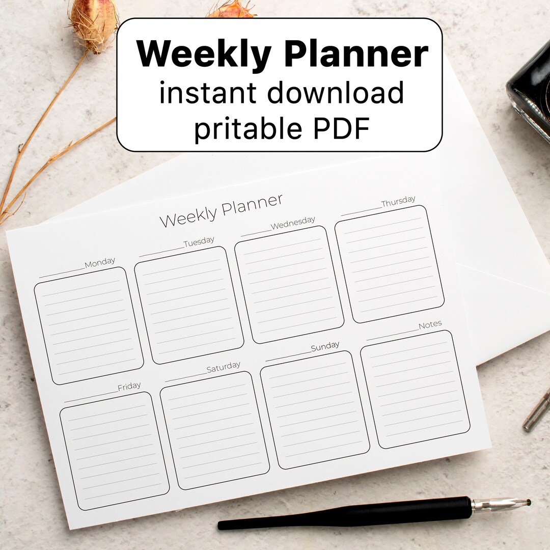 Weekly Planner Printable A3 A4 A5 Tabloid Letter Size Half Letter ...