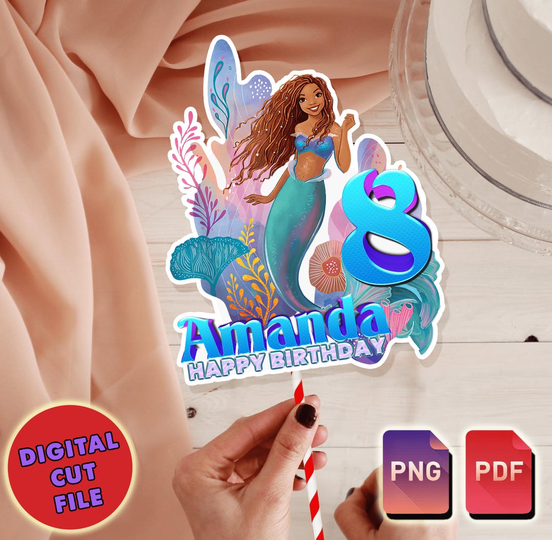 New Little Mermaid PRINTABLE Cake Topper, Digital Topper for Cake ...