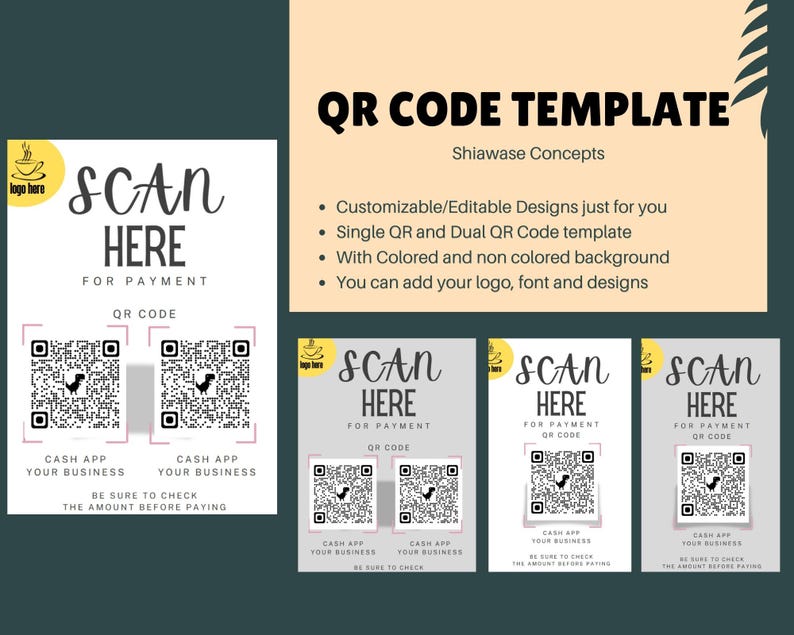 QR Code Template (single and Dual QR Code) by Jolee - Etsy