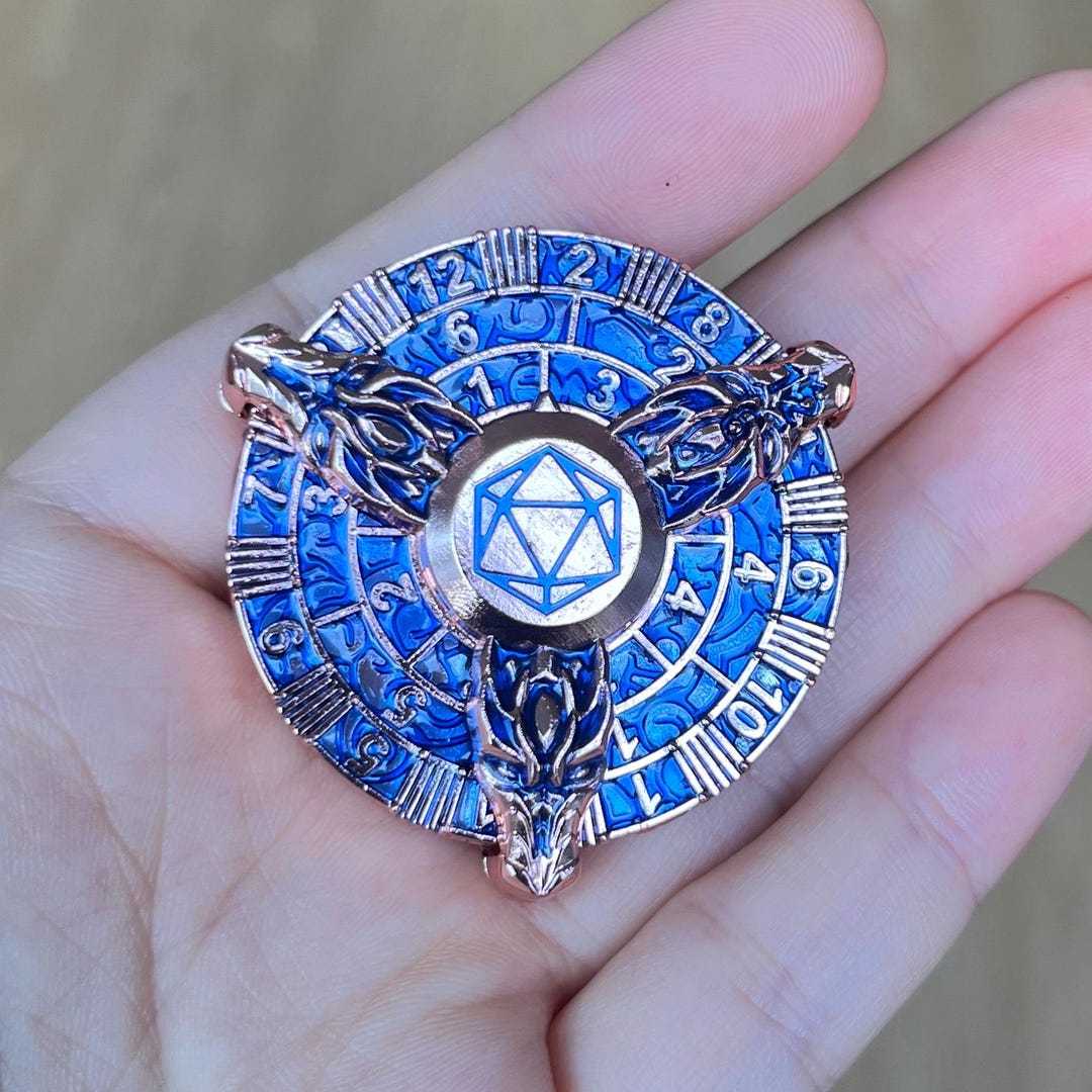Blue Dragon Dice Wheel - Metal RPG Spinner Collector's Item, DND Gift ...