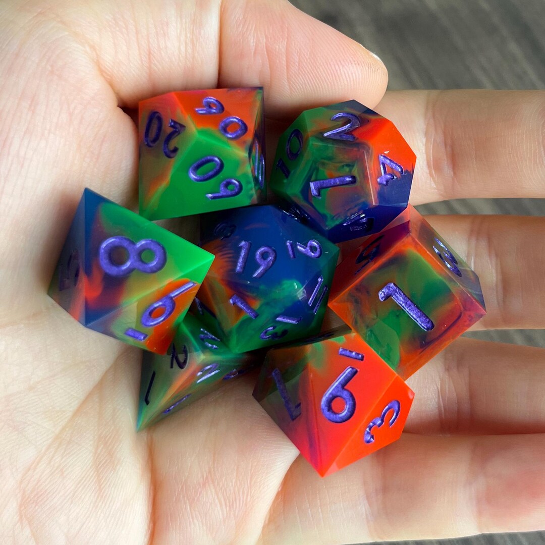 UV Reactive Neon Dice Set: Cyberpunk Sharp Edge DND Dice | 34 - Etsy