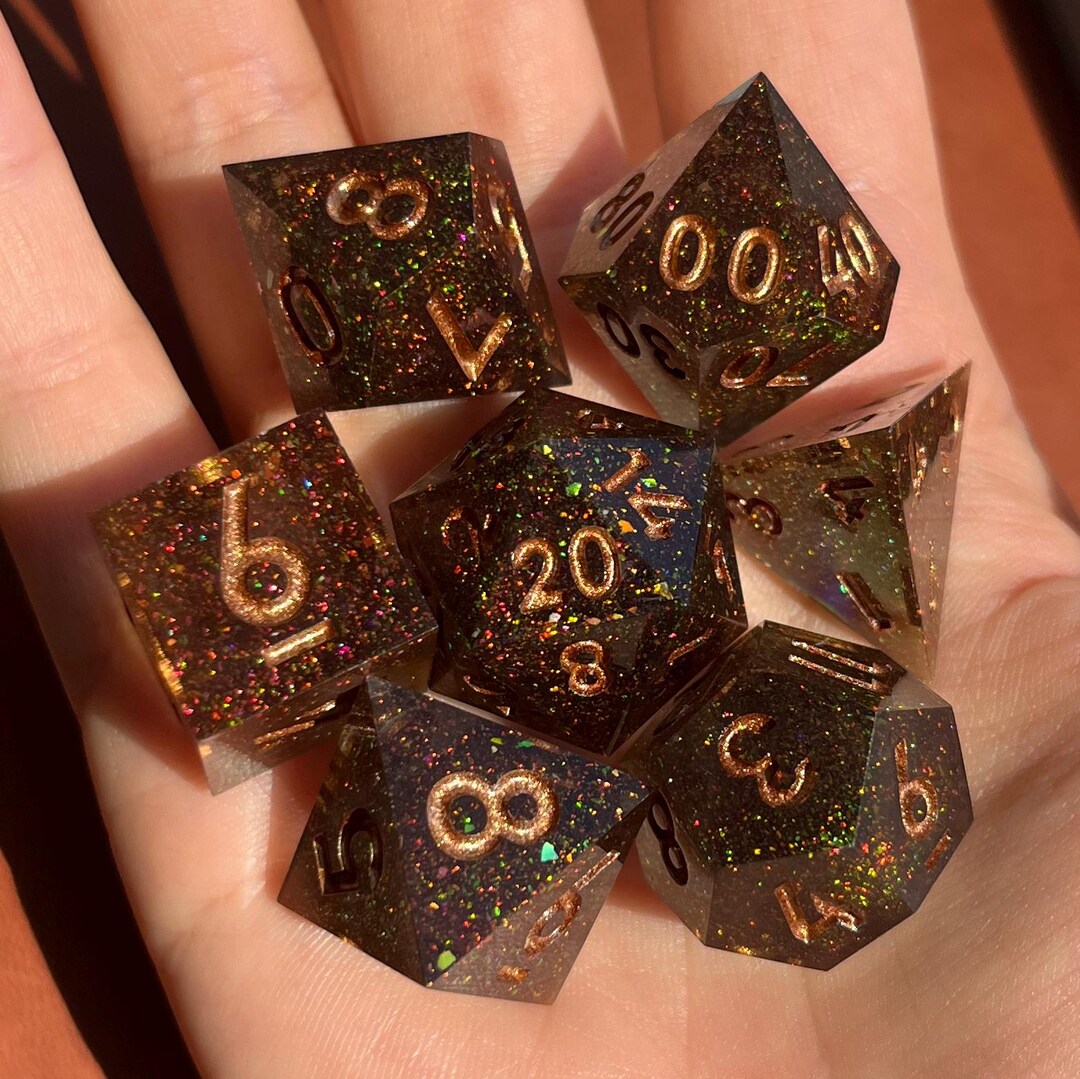 Obsidian Nebula DND Dice Set - Cosmic Black Resin RPG Dice With Blood ...