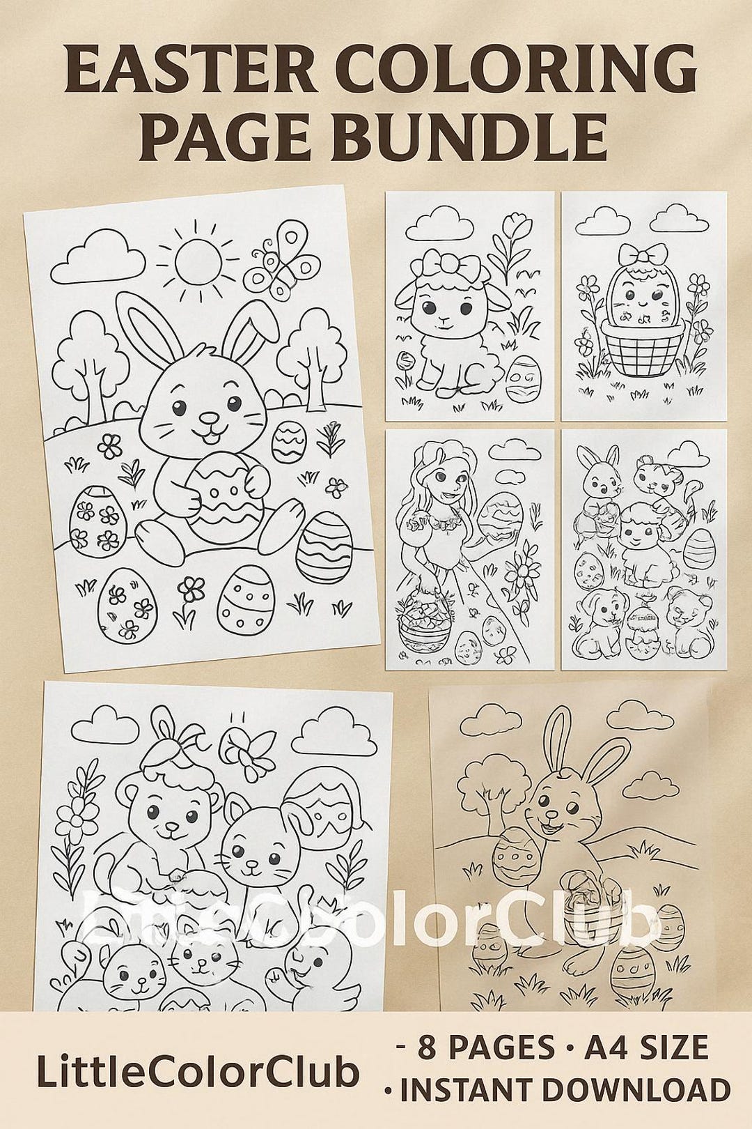 Easter Coloring Page for Kids | Printable Easter BUNDLE | Spring ...