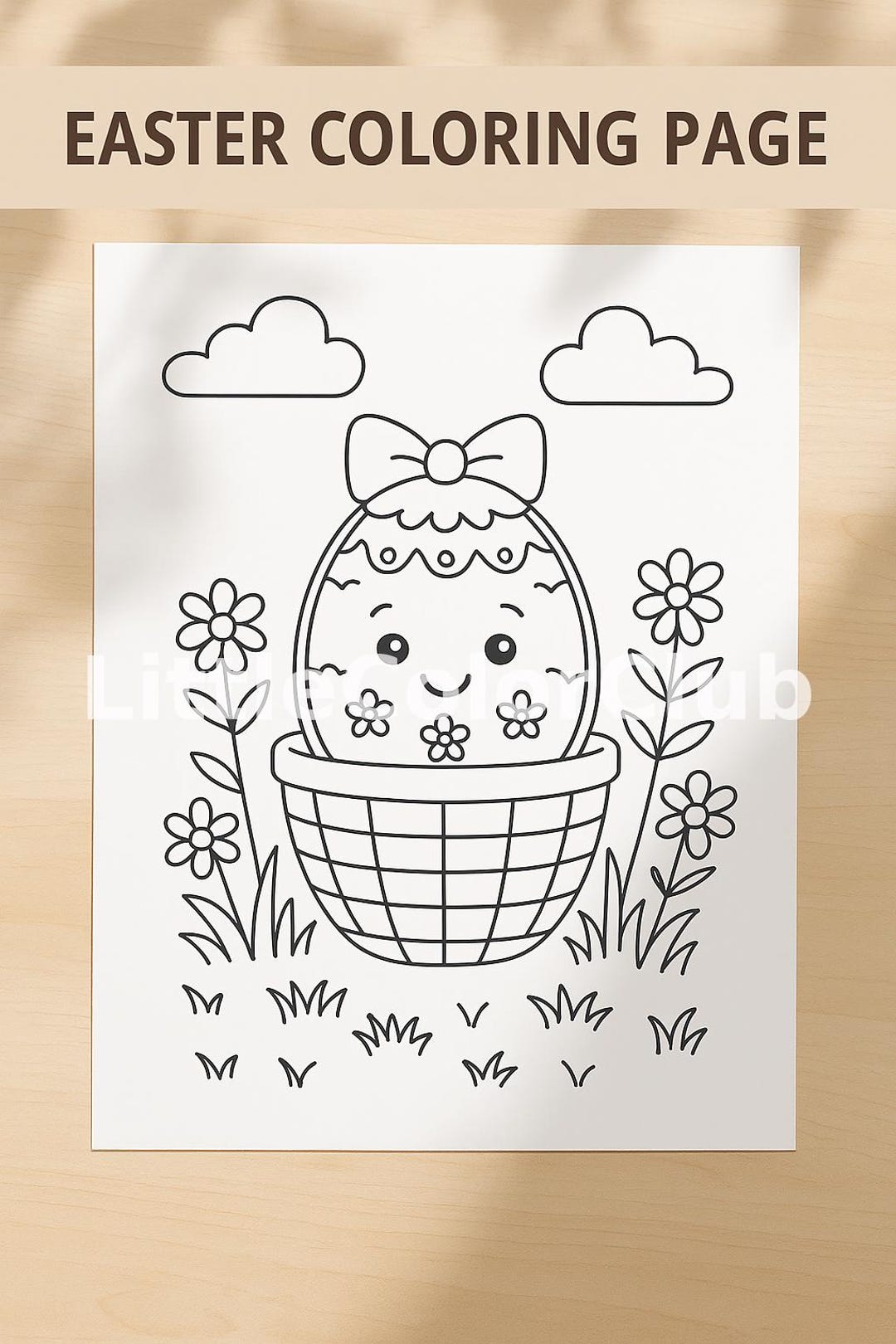 Easter Coloring Page for Kids | Printable Easter Eggs & Flowers ...