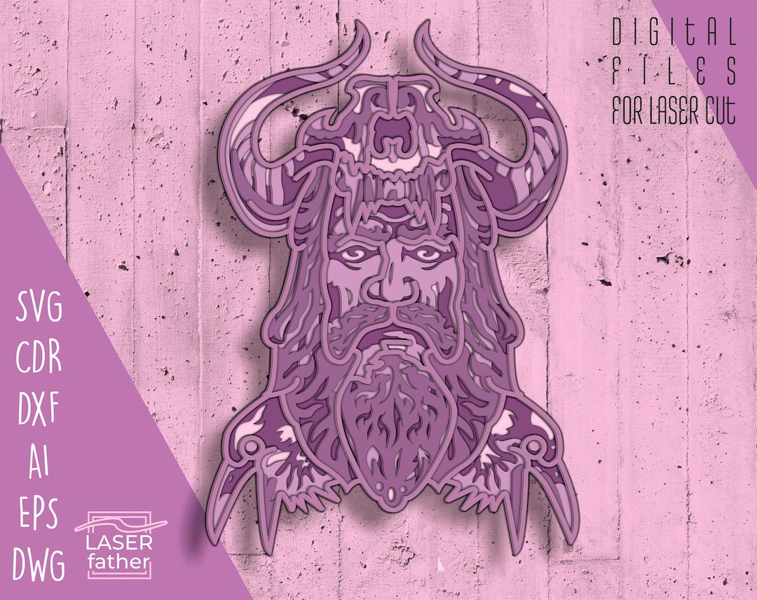 Viking SVG Multilayered Laser Cut Files, Nordic Vector, Papercut ...