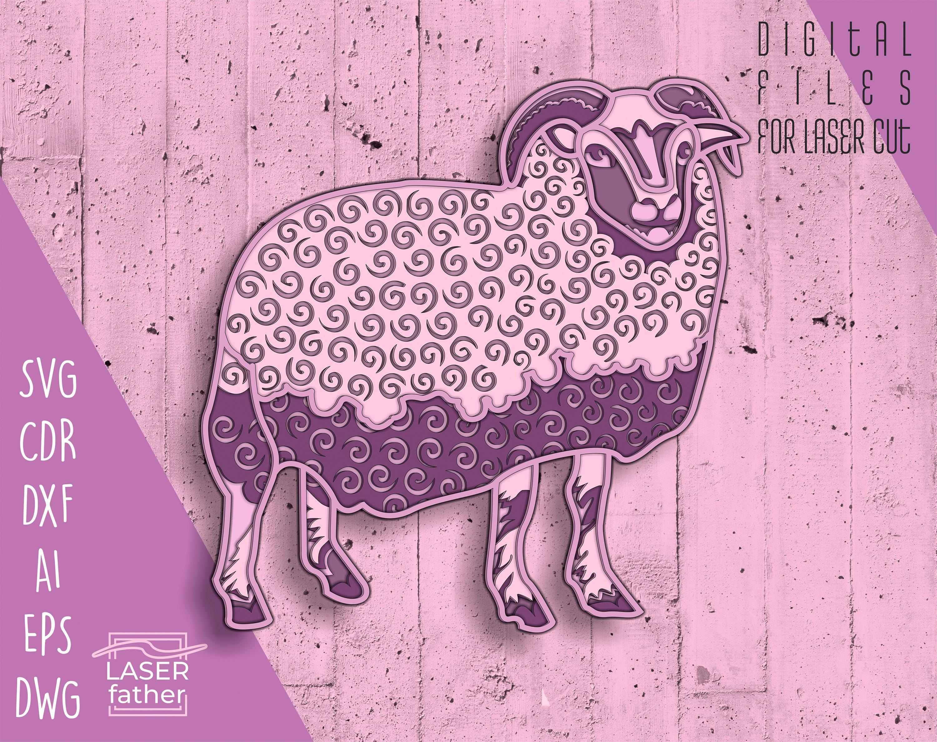 Ram SVG Multilayered Laser Cut Files, Farm Animals Art, CNC Craft ...
