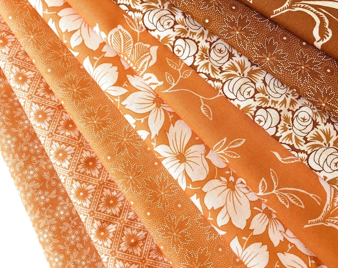 Fig Tree Denim & Daisies Fabric Fat Quarter Bundle - 8pc Orange Bundle ...