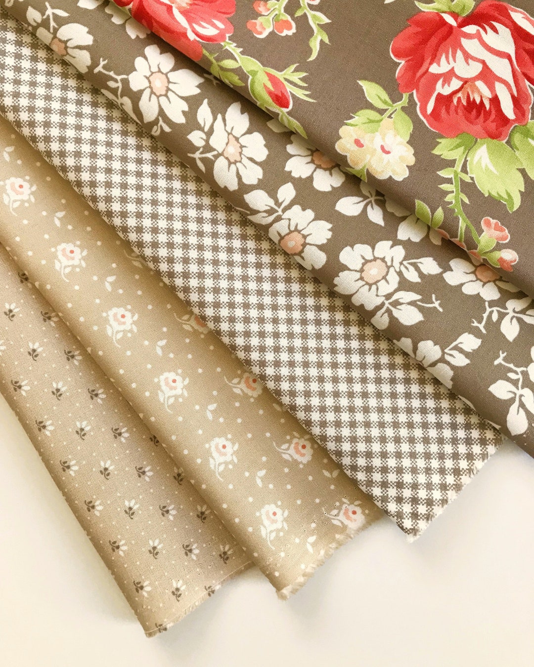 Fig Tree Jelly & Jam Fabric Fat Quarter Color Bundle 5pc Tan and Brown ...