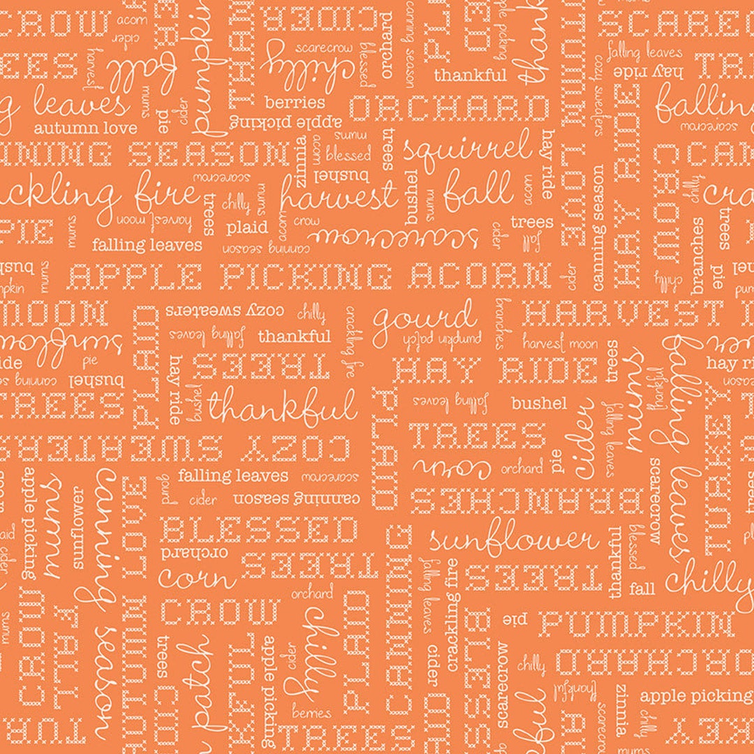 Autumn Fabric by Lori Holt for Riley Blake Orange Text Fabric by the 1/2 Yard or Fat Quarter - Etsy