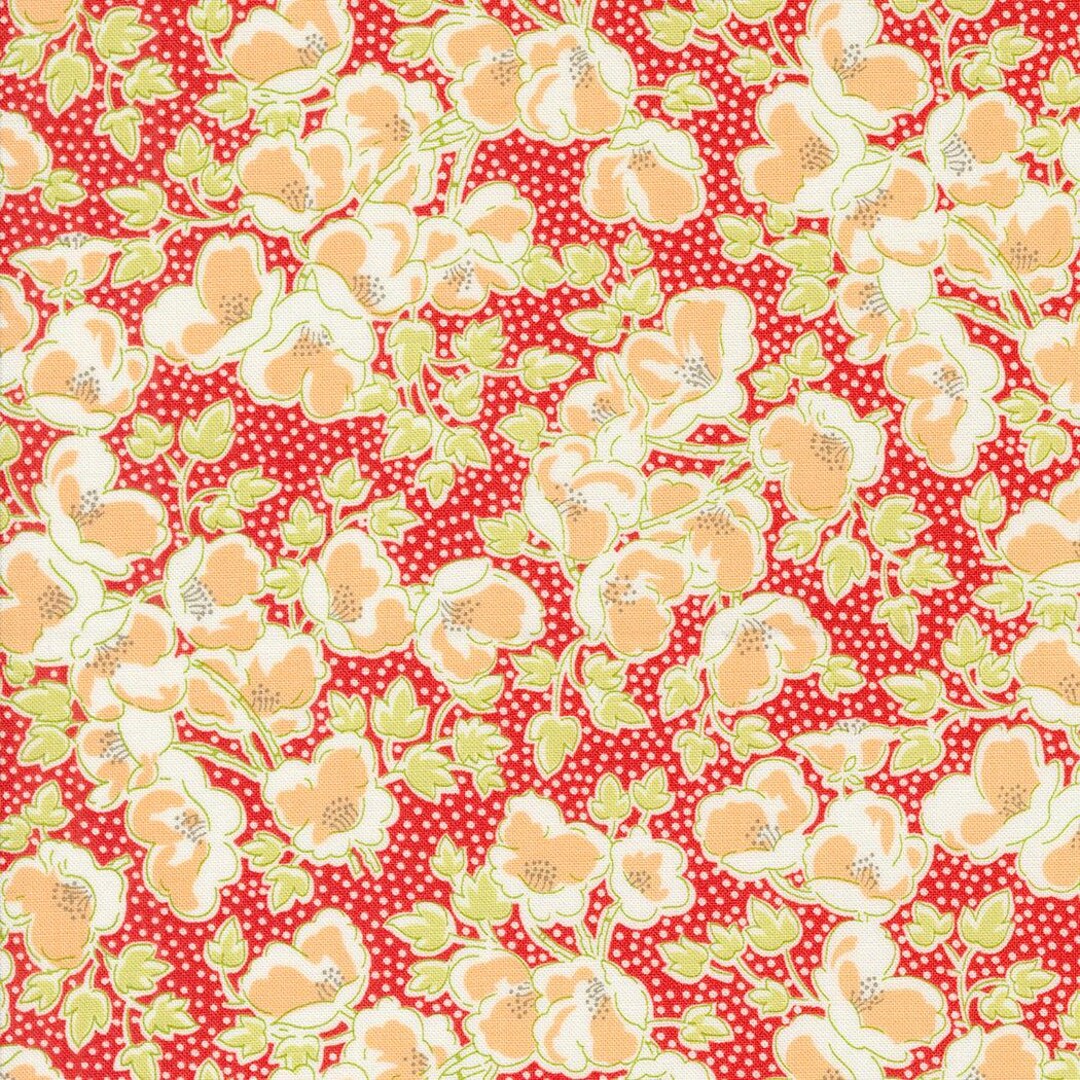 Portofino Fabric by Fig Tree Quilts for Moda - Red and Coral Floral ...