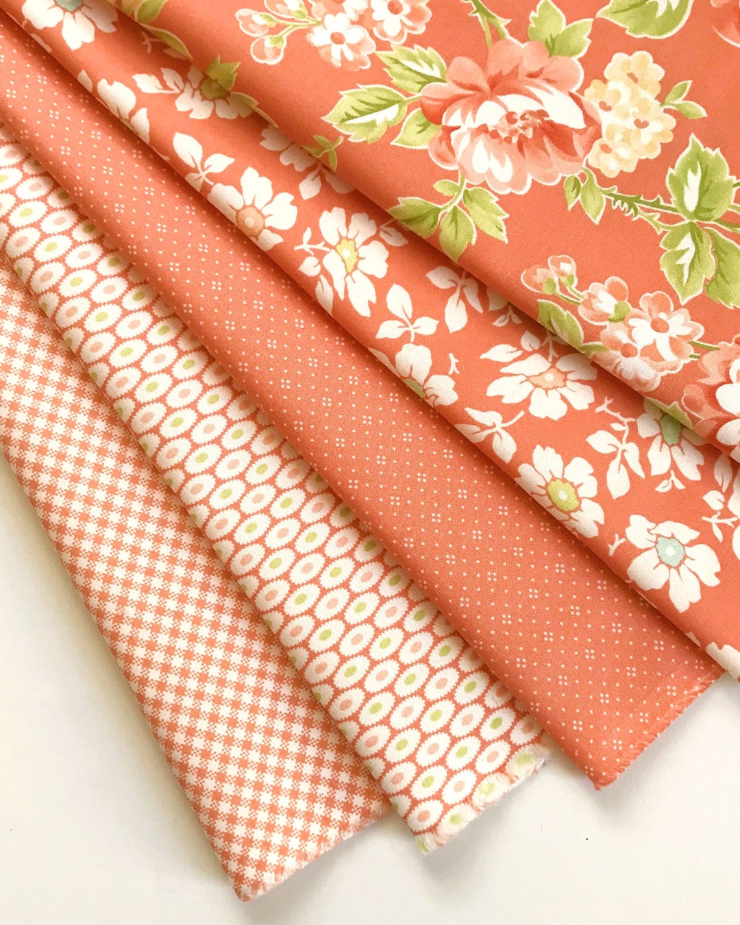 Fig Tree Jelly & Jam Fabric Fat Quarter Color Bundle 5pc Coral Color ...