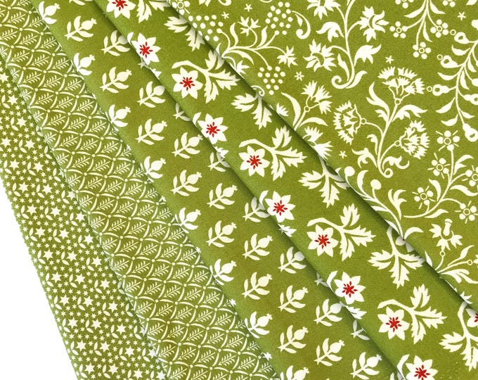 Fig Tree Buon Natale Fabric Fat Quarter Color Bundle - 5pc Pine Color ...