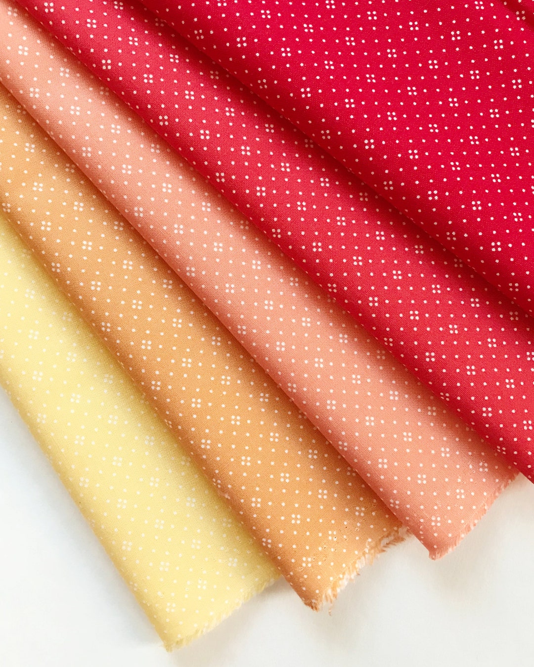 Fig Tree Eyelet Fabric Fat Quarter Warm Color Bundle 5pc Coral Orange ...