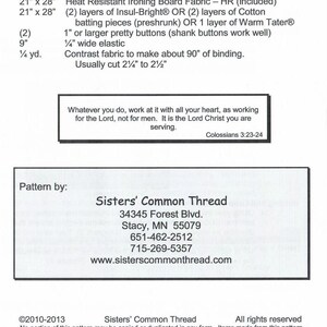 Caddy Pad Pattern by Sisters' Common Thread - Iron Tote / Portable ...