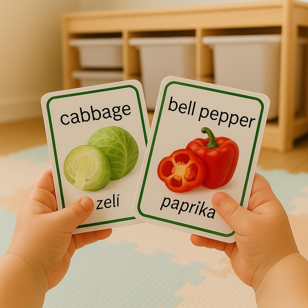 Printable Bilingual Flashcards for Toddlers – Vegetables – English ...