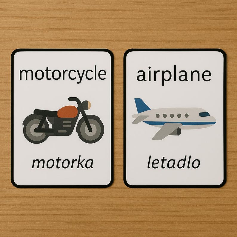 Printable Bilingual Flashcards for Toddlers – Transportation – English ...