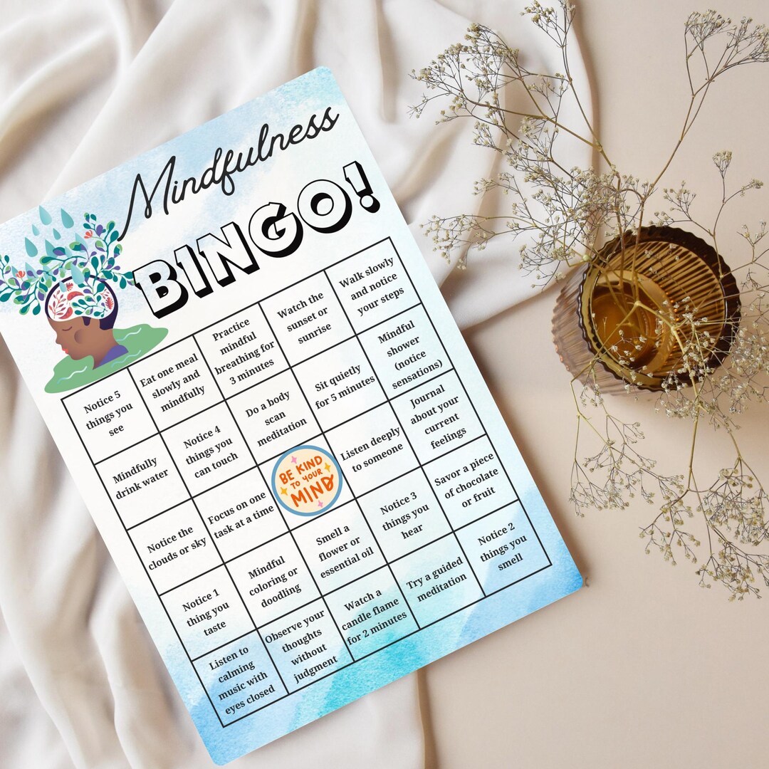 Mindfulness Bingo Printable Game, Calming Activity for Stress Relief ...