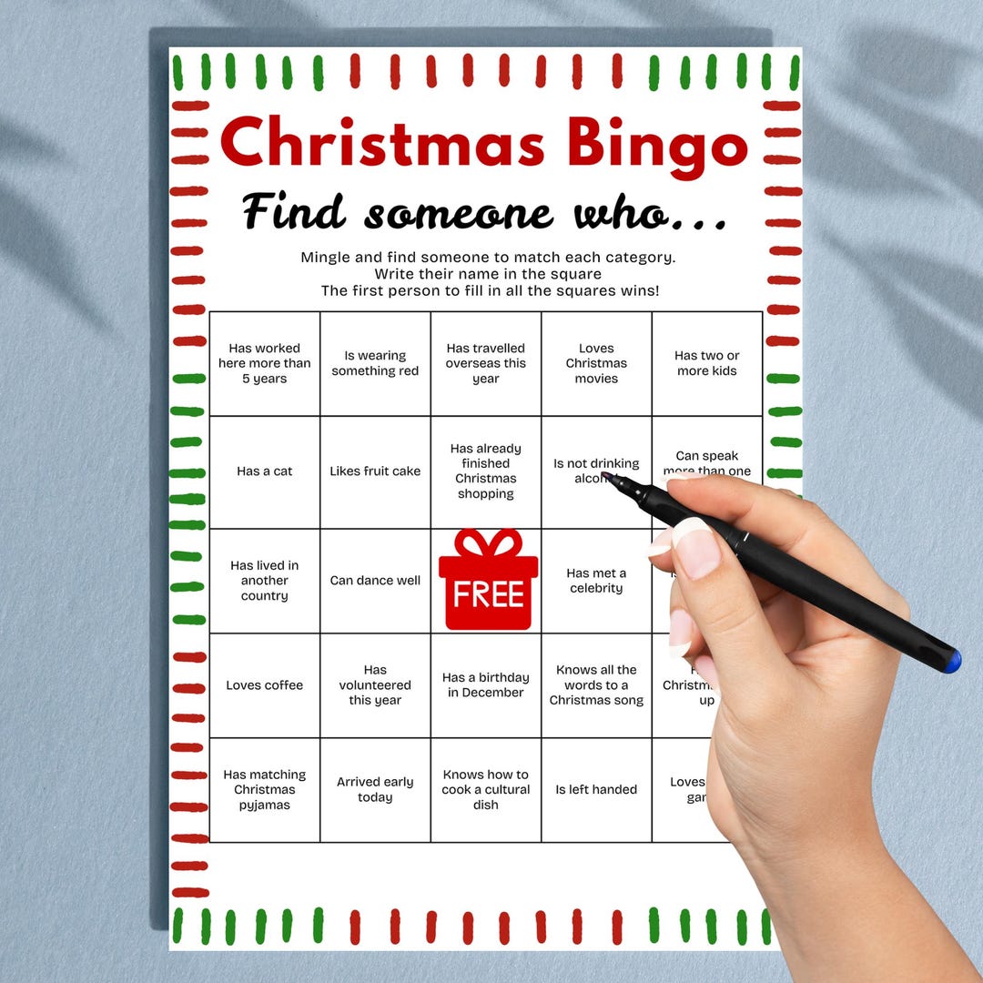 Christmas Office Party Bingo Printable | Find the Guest Icebreaker ...