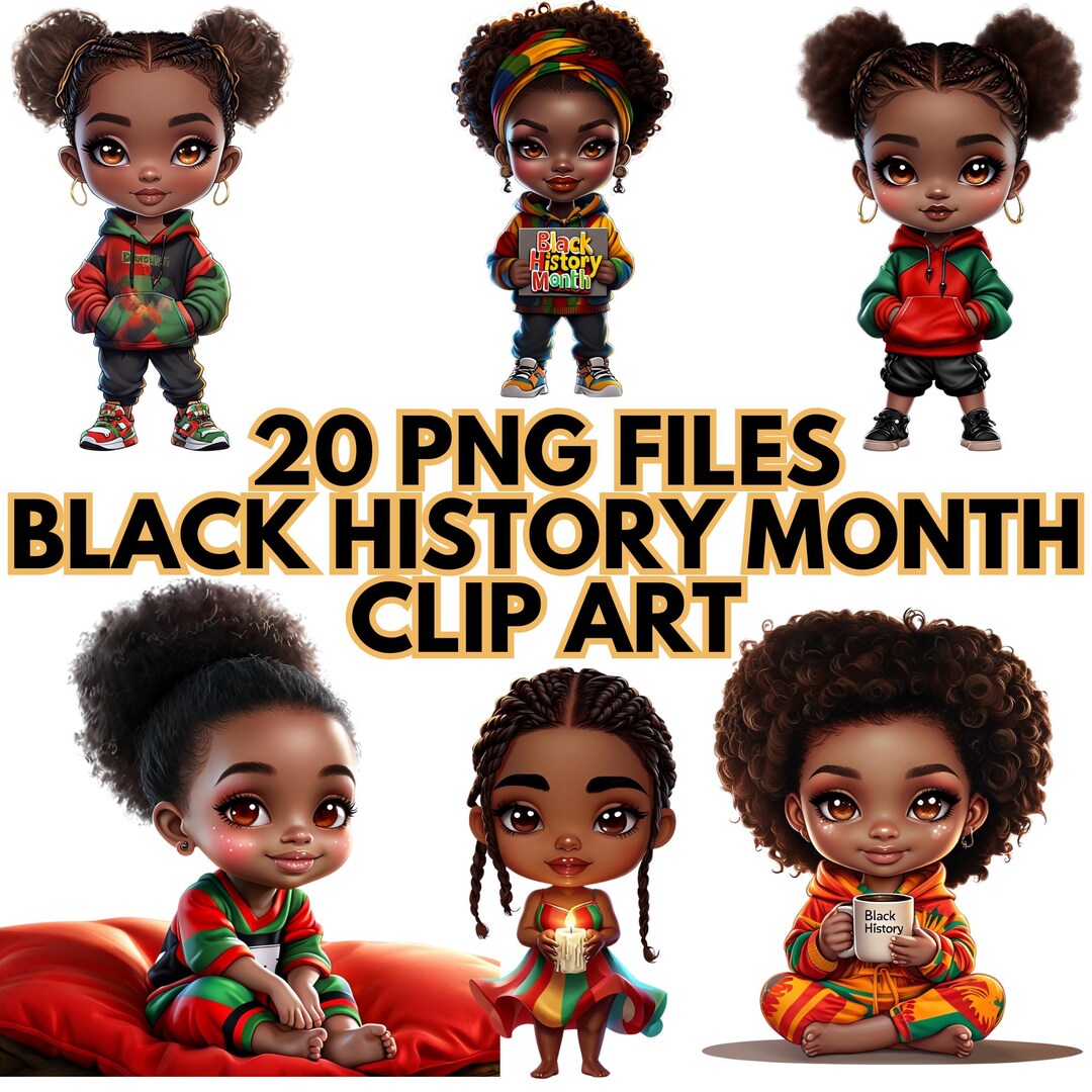 Black History Month Chibi Women Clip Art | African American PNG Clipart ...