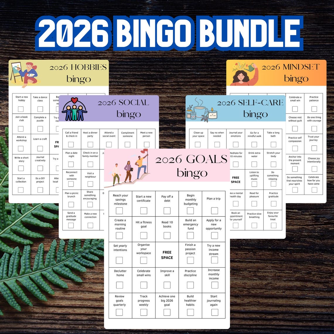 2026 Hobbies Bingo Card Printable | New Year Self Discovery Game ...