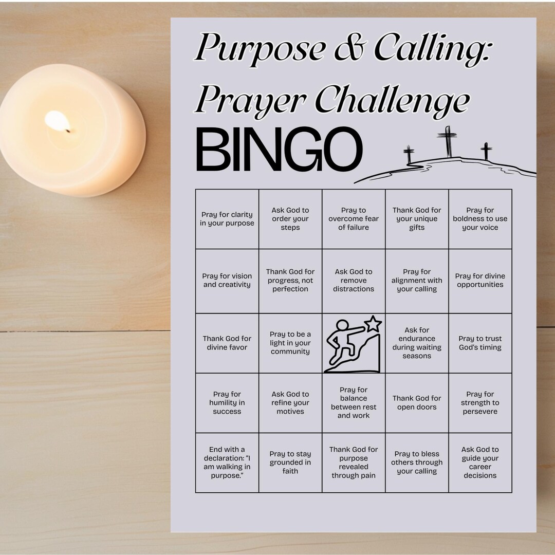 Purpose and Calling Prayer Bingo Printable | Christian Prayer Challenge ...