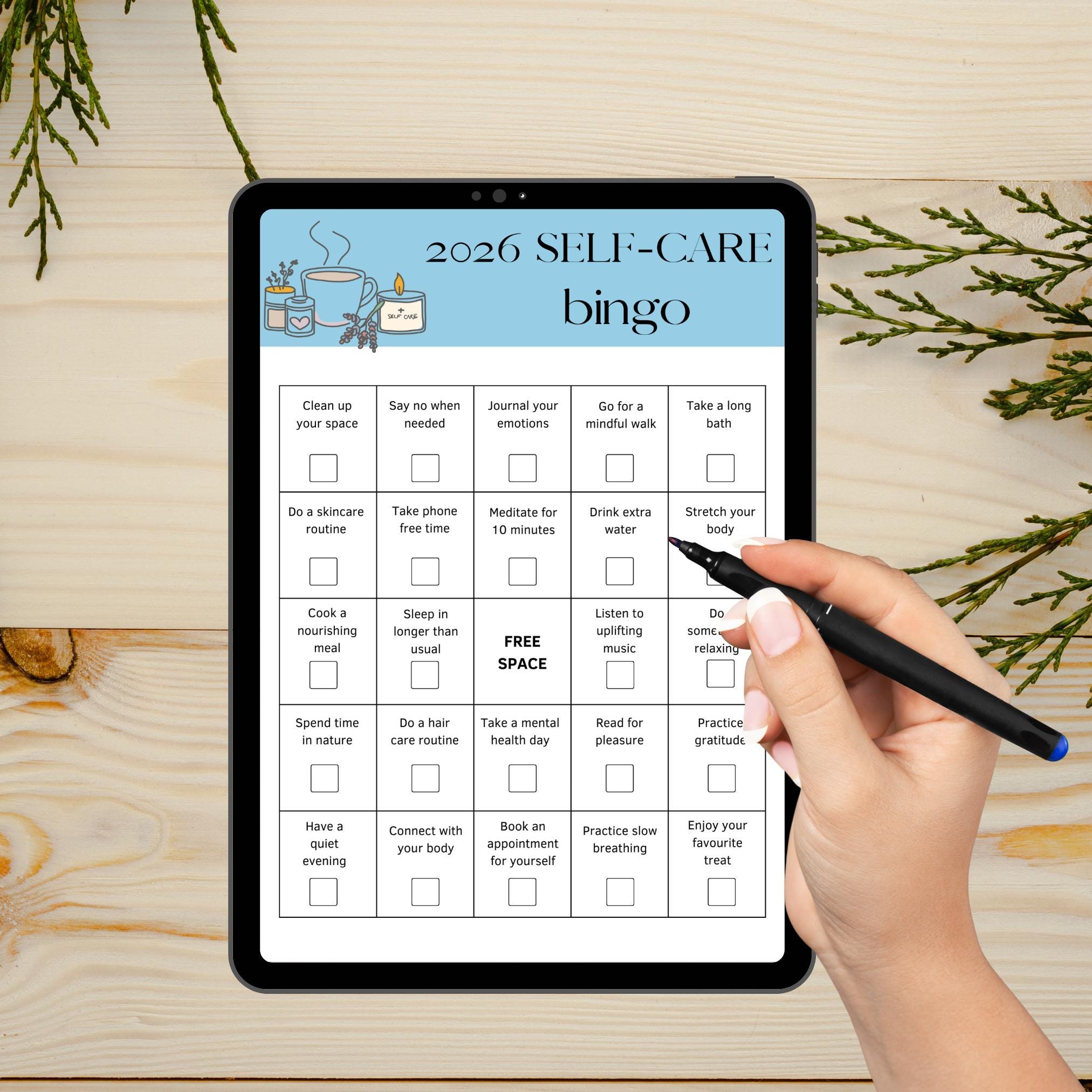 Self Care Bingo 2026 Printable, Wellness Challenge, Daily Habit Tracker ...