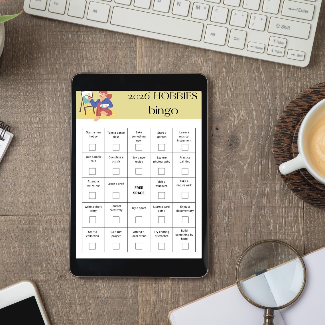 2026 Hobbies Bingo Card Printable | New Year Self Discovery Game ...