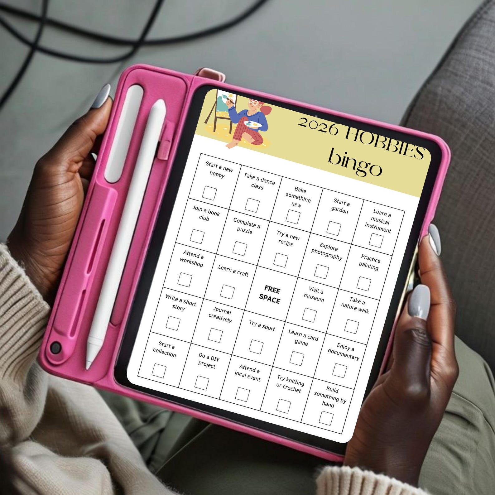 2026 Hobbies Bingo Card Printable | New Year Self Discovery Game ...